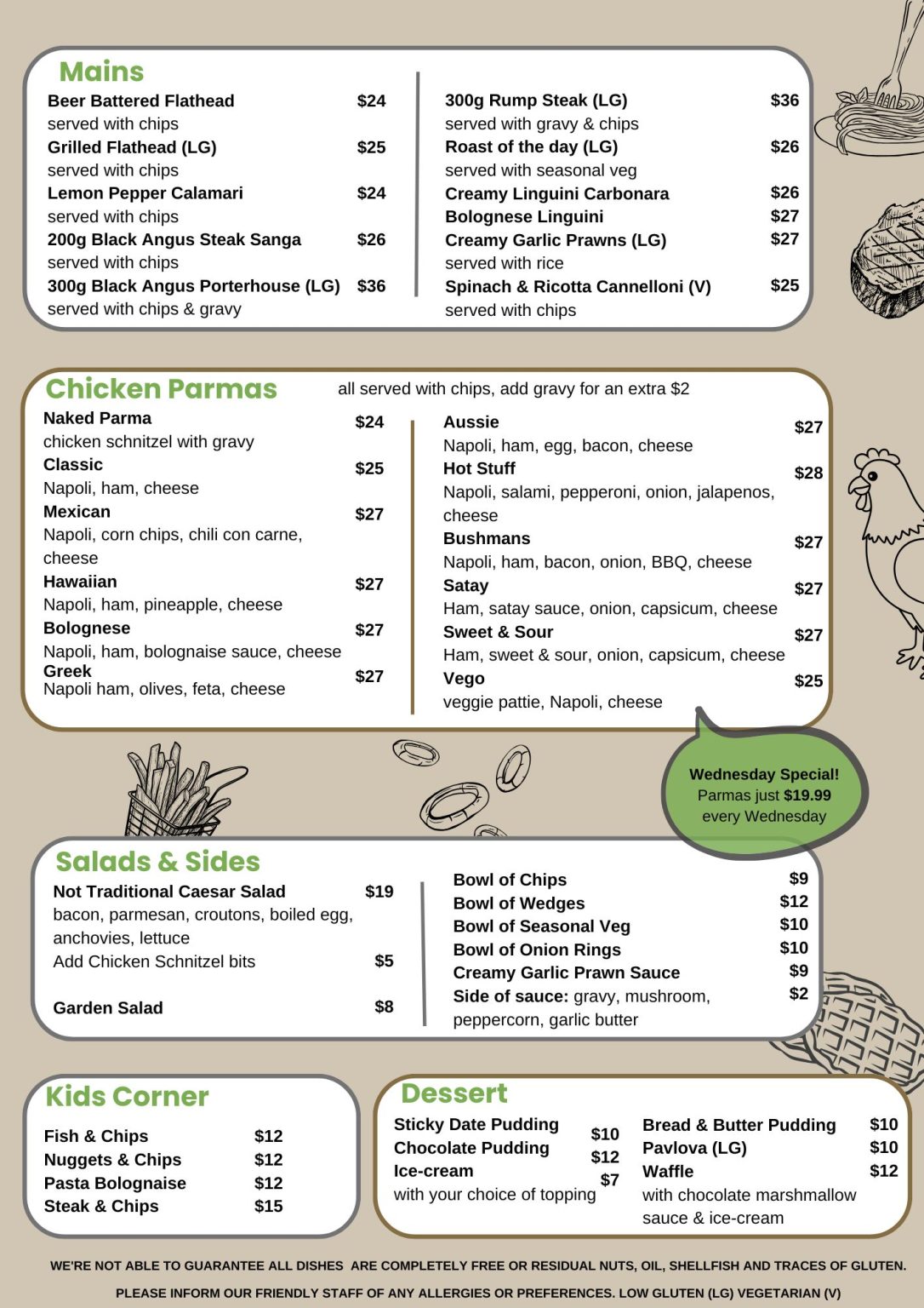 The Clubhouse menu - The Wonthaggi Club