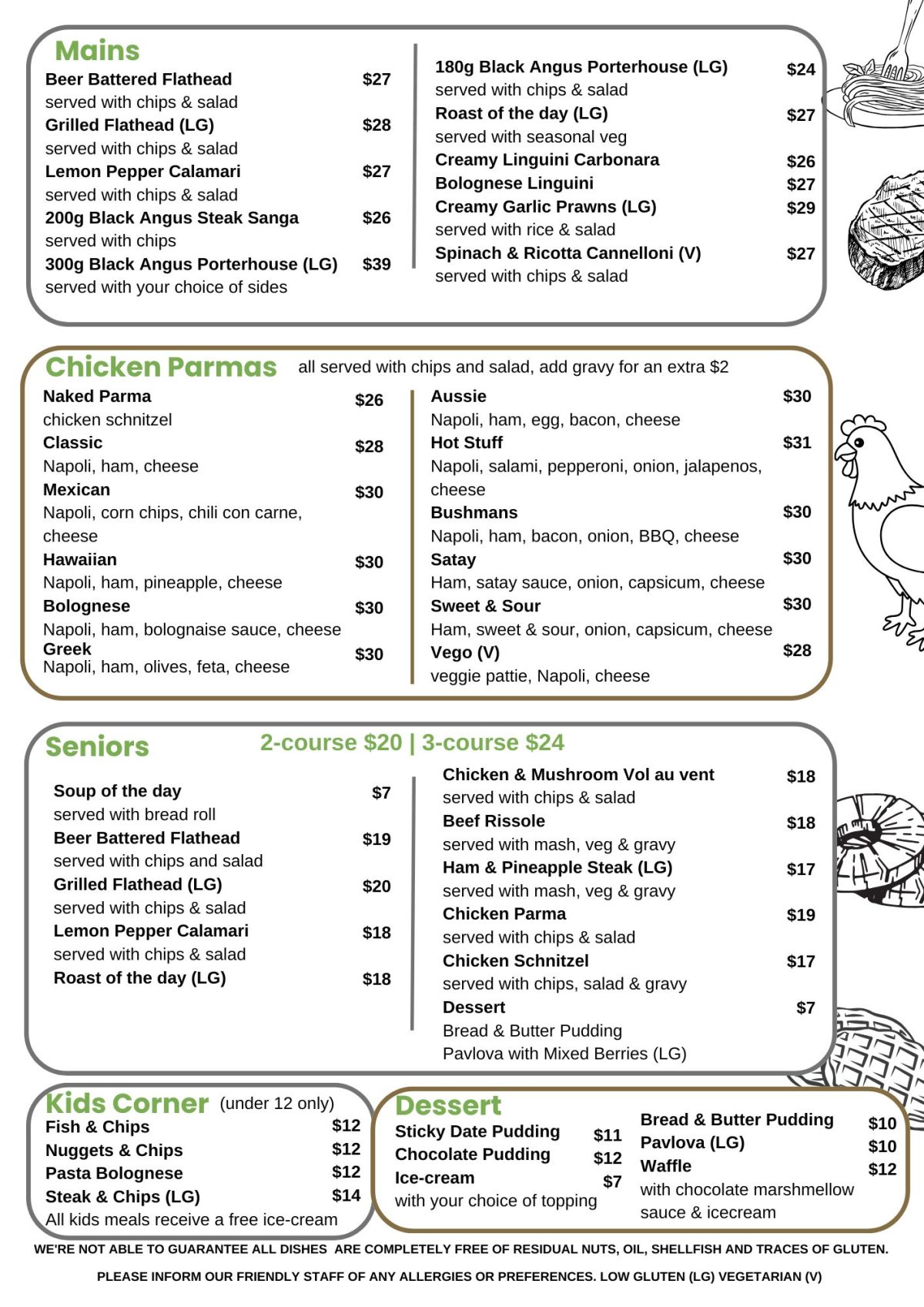 The Clubhouse menu - The Wonthaggi Club